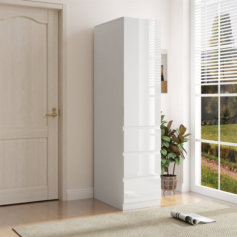 Large Kitchen Pantry Storage Cabinet Modern Minimalist Food Pantry Cabinet with Doors Shelves and Drawers Latitude Run Finish White